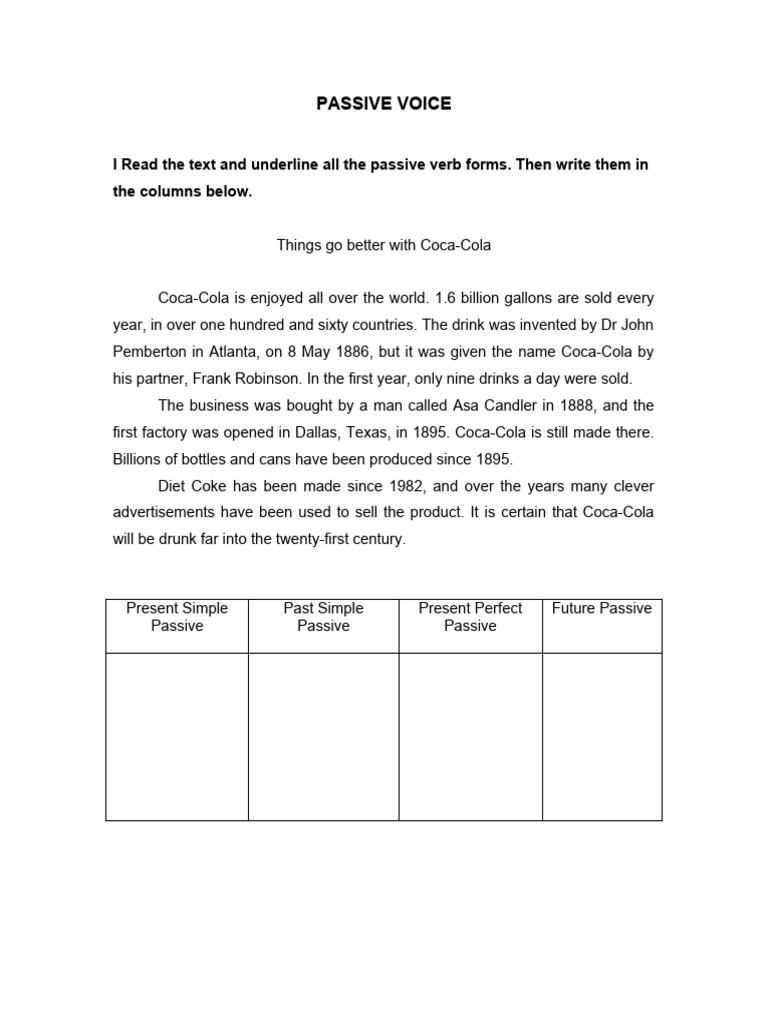 Passive Voice | PDF | Coca Cola