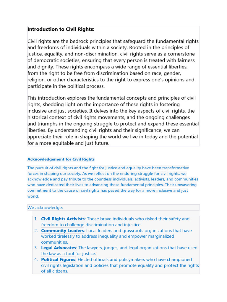 Introduction To Civil Rights | PDF