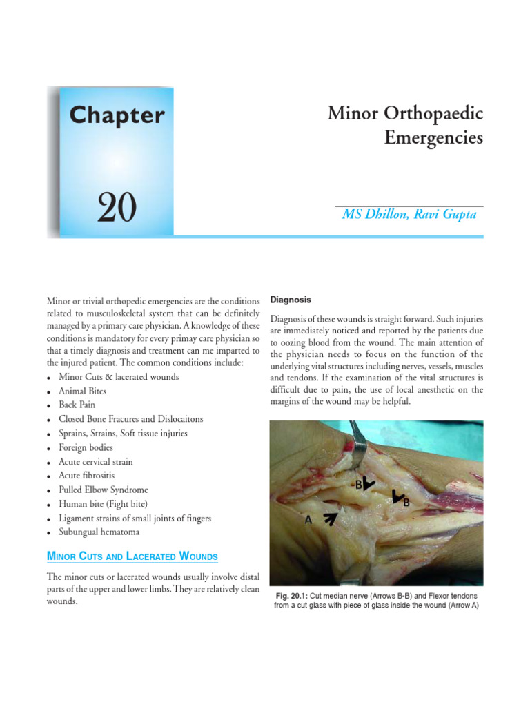 Minor Orthopaedic Emergencies MINOR CUTS | PDF | Injury | Elbow
