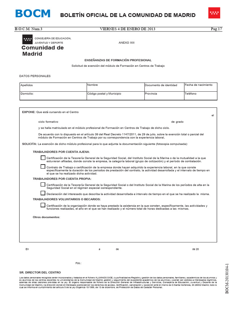 Exención Módulo Formación Profesional | PDF