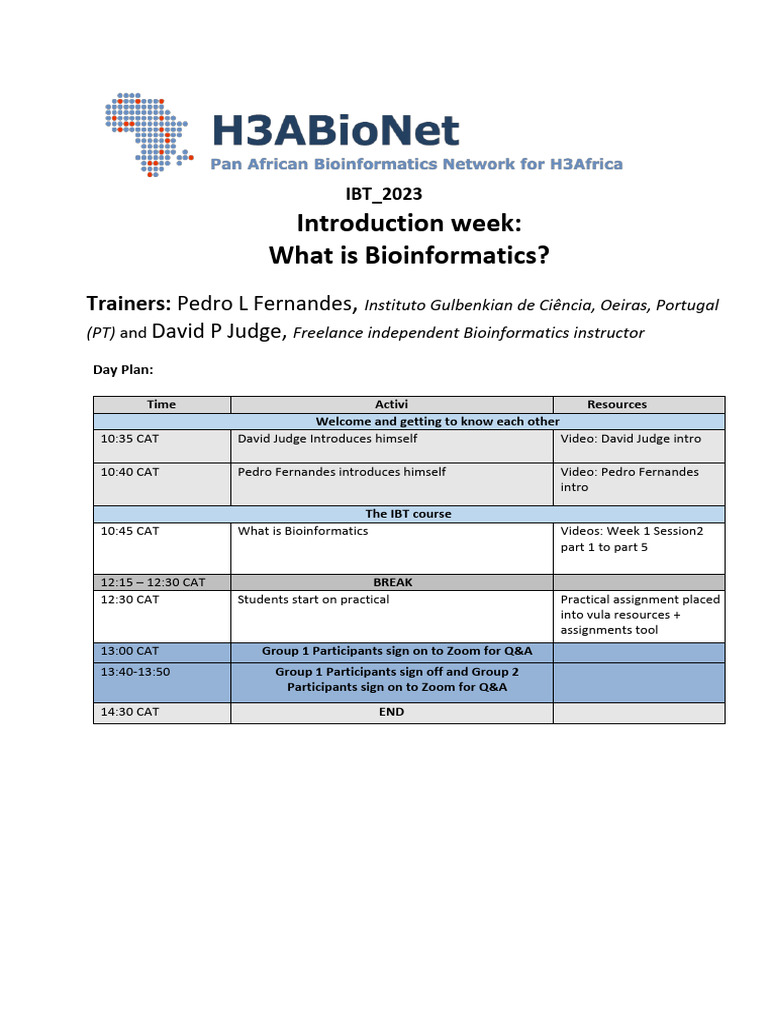 Dayplan - Week 1 Session 2 | PDF
