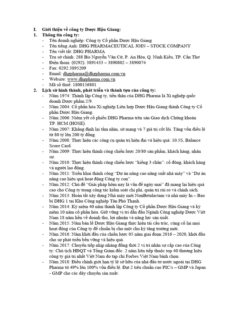 Giới thiệu về DHG | PDF