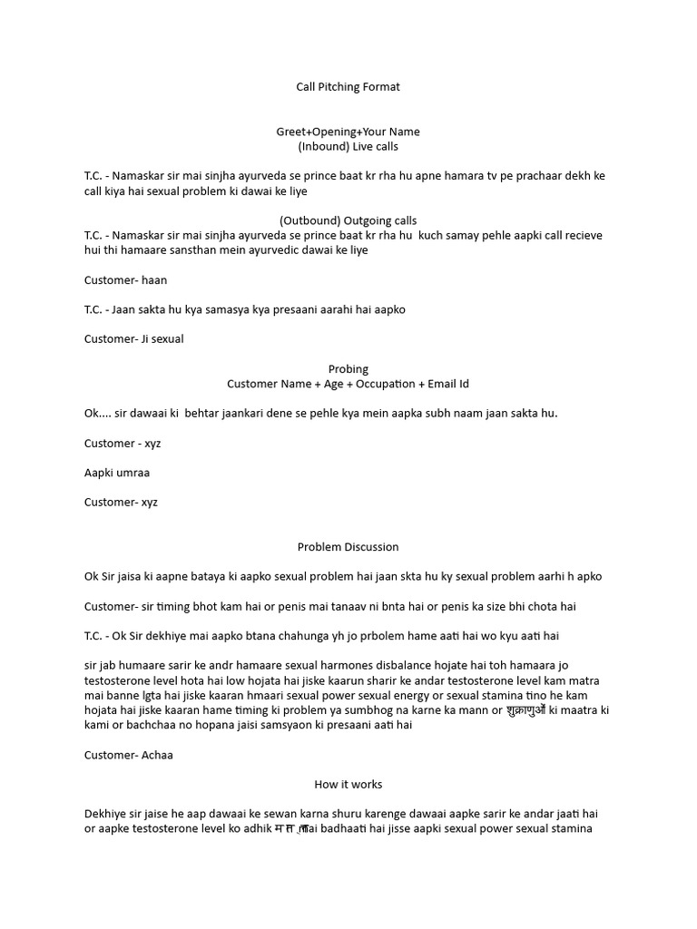 Call Pitching For Bpo Call Centre | PDF