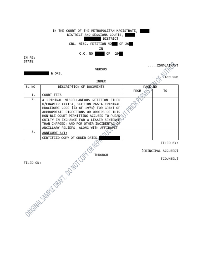 DRAFT PLEA BARGAINING APPLICATION | PDF | Affidavit | Criminal ...