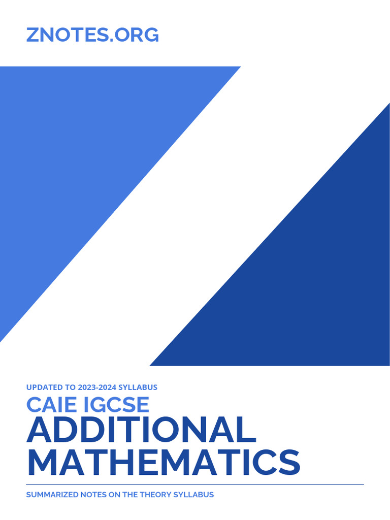 Caie Igcse Additional Mathematics 0606 Theory v2 | PDF | Trigonometric ... Caie Igcse Additional Mathematics 0606 Theory v2 | PDF | Trigonometric ...