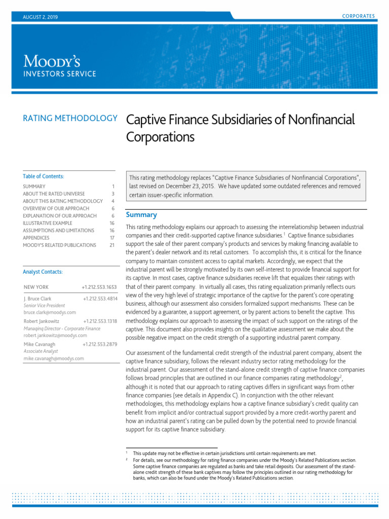 Captive Finance Subsidiaries of Nonfinancial Corporations | PDF ...
