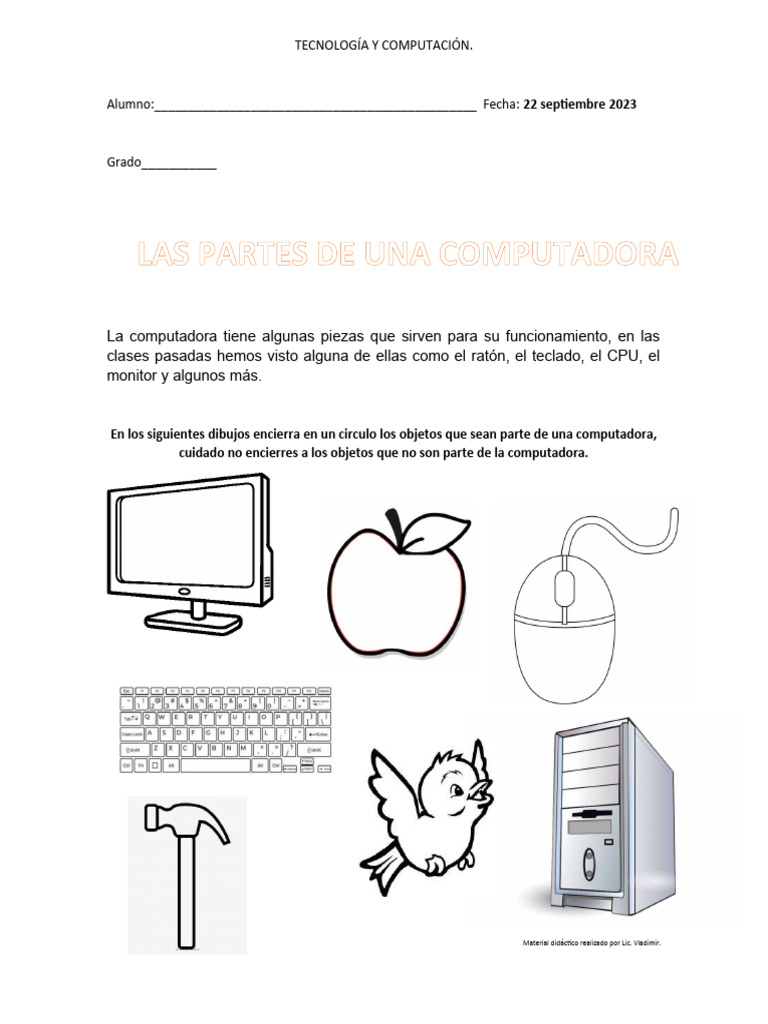 Las Partes de La Computadora Niños | PDF