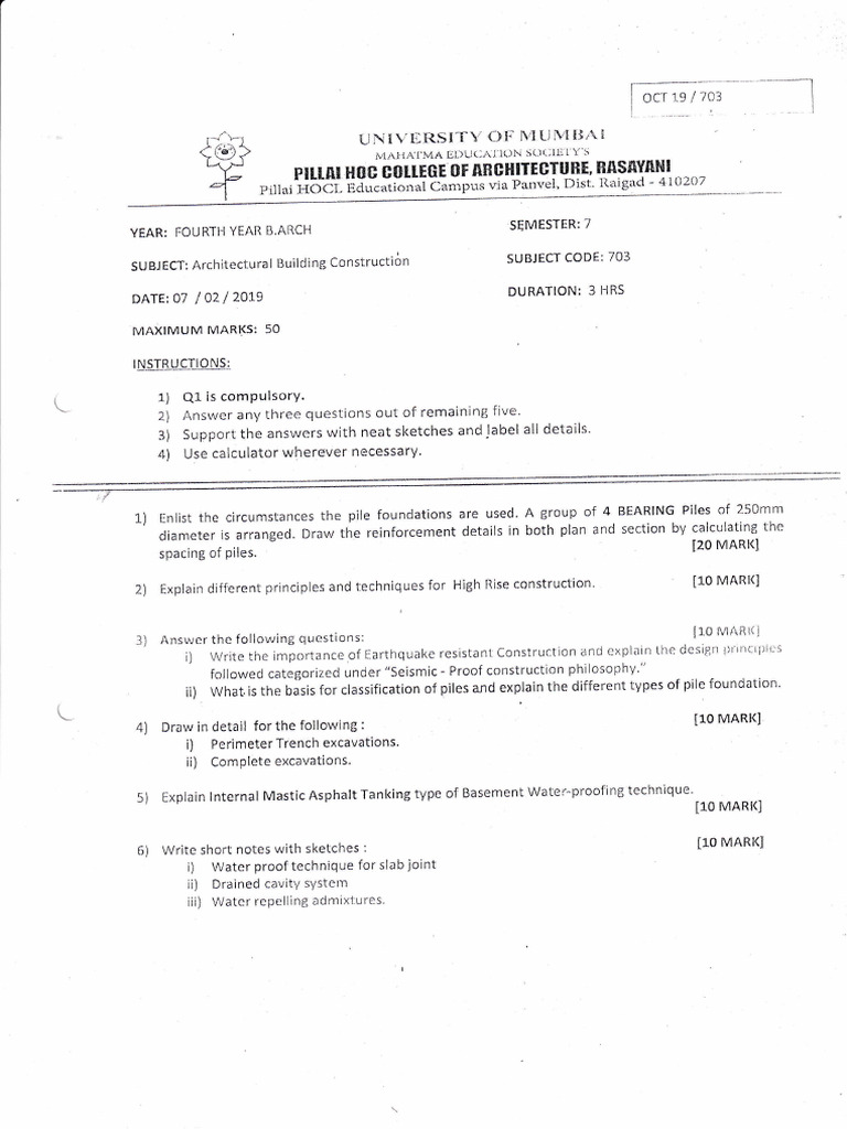 Architectural Building Construction Exam Guide | PDF