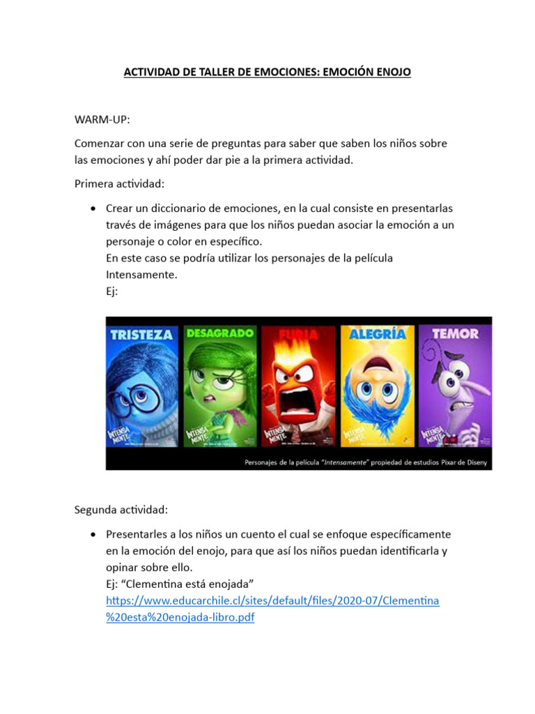Actividad de Taller de Emociones | PDF
