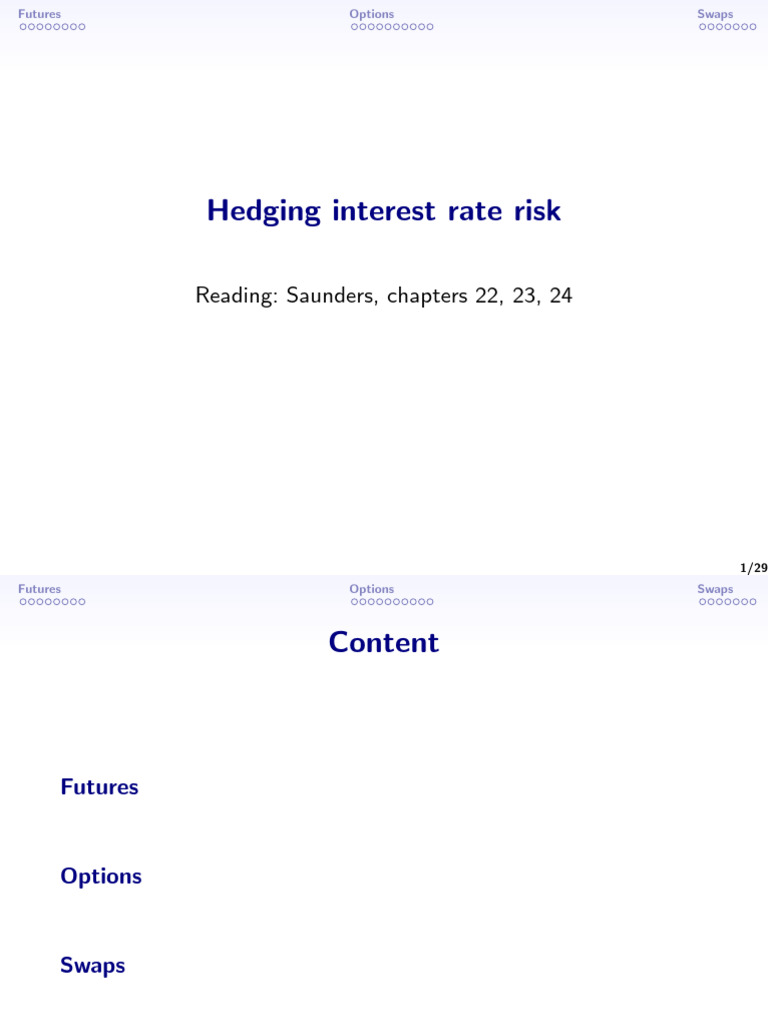 Interest Rate Risk Hedging | PDF | Futures Contract | Option (Finance)