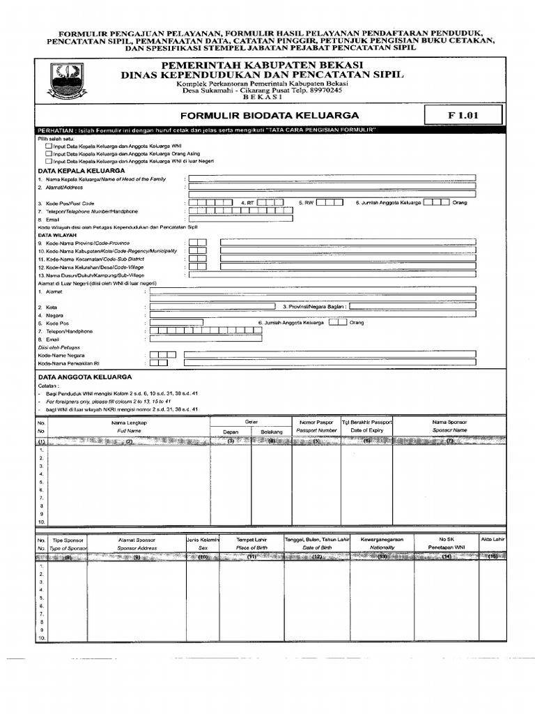 FORMULIR F101 (1) | PDF