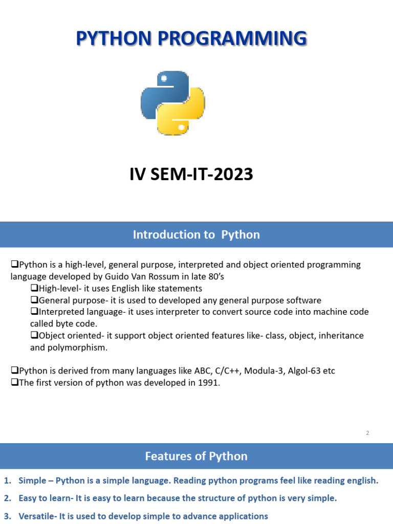 Python KNC402-2023 (Notes) | PDF | Python (Programming Language) | Data ... Python KNC402-2023 (Notes) | PDF | Python (Programming Language) | Data ...