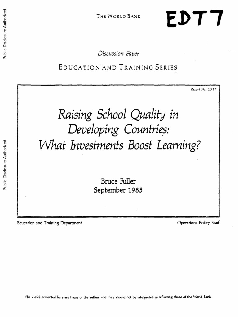 Fuller, Developing Country Education | Download Free PDF | Teachers ...