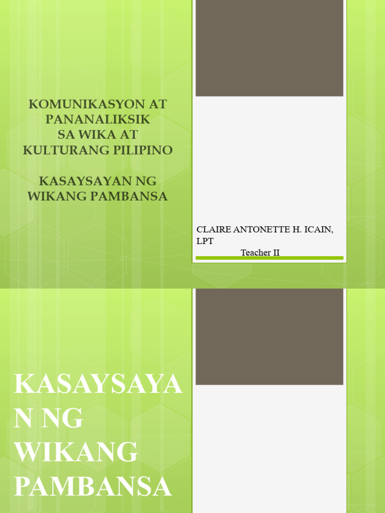 KASAYSAYAN NG WIKANG PAMBANSA-Ikawalong Linggo | PDF