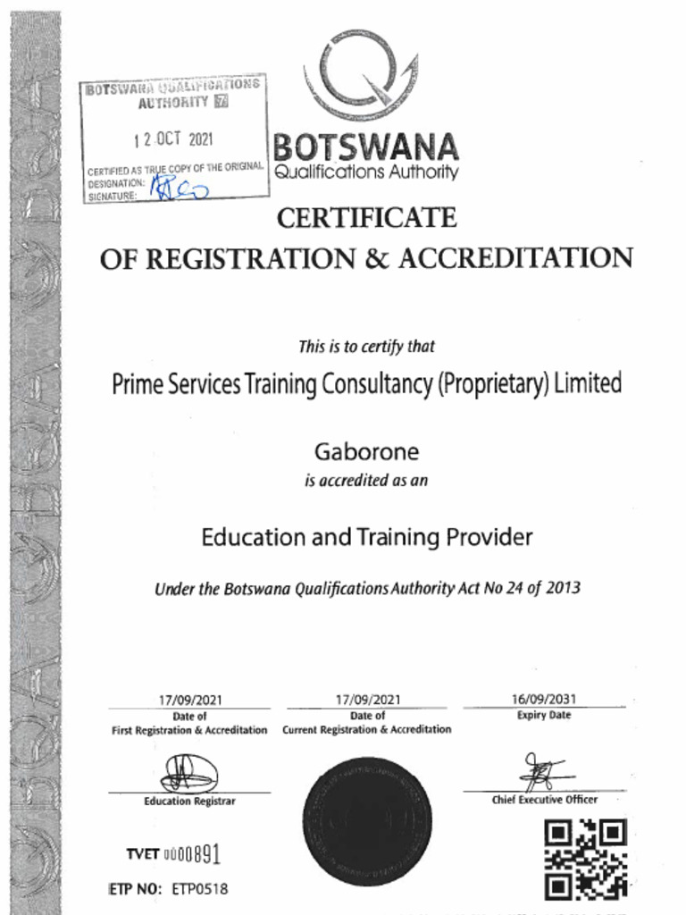 Certified Copy of R & A Certificate | PDF