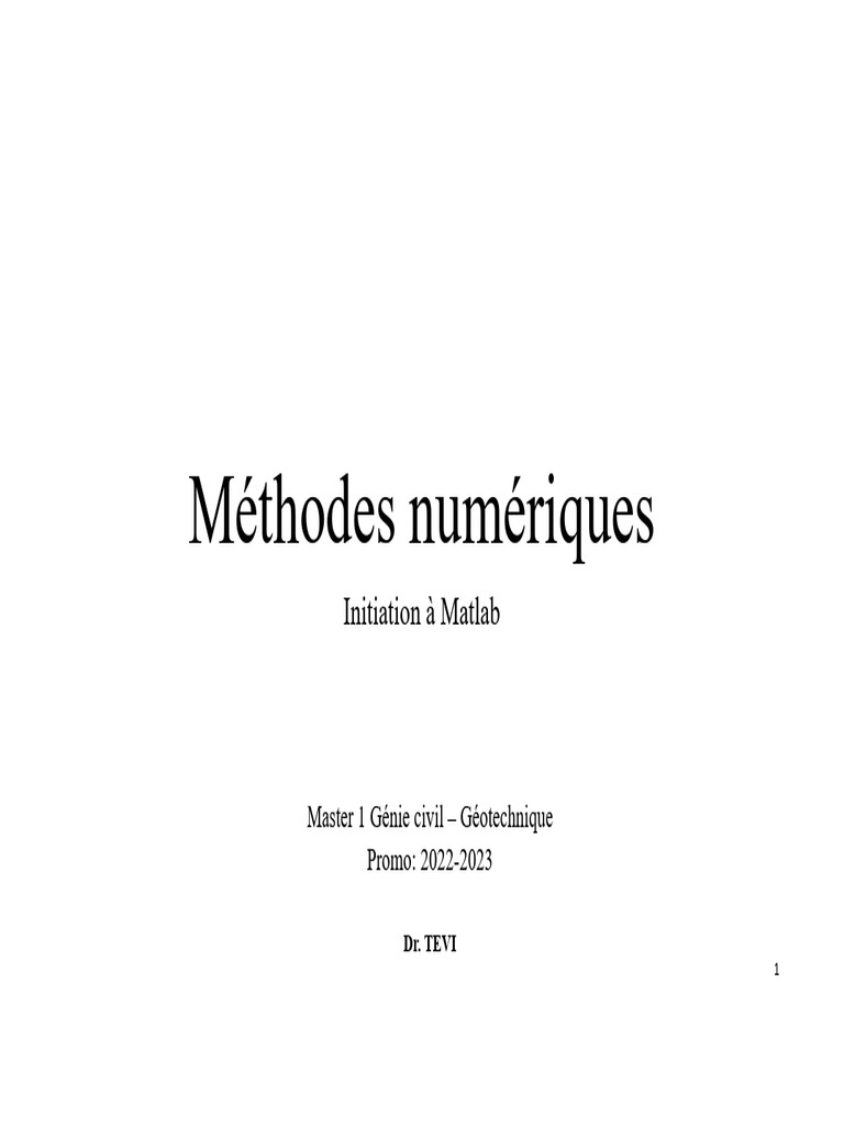 Méthodes Num 1 | PDF | MATLAB | Programmation informatique