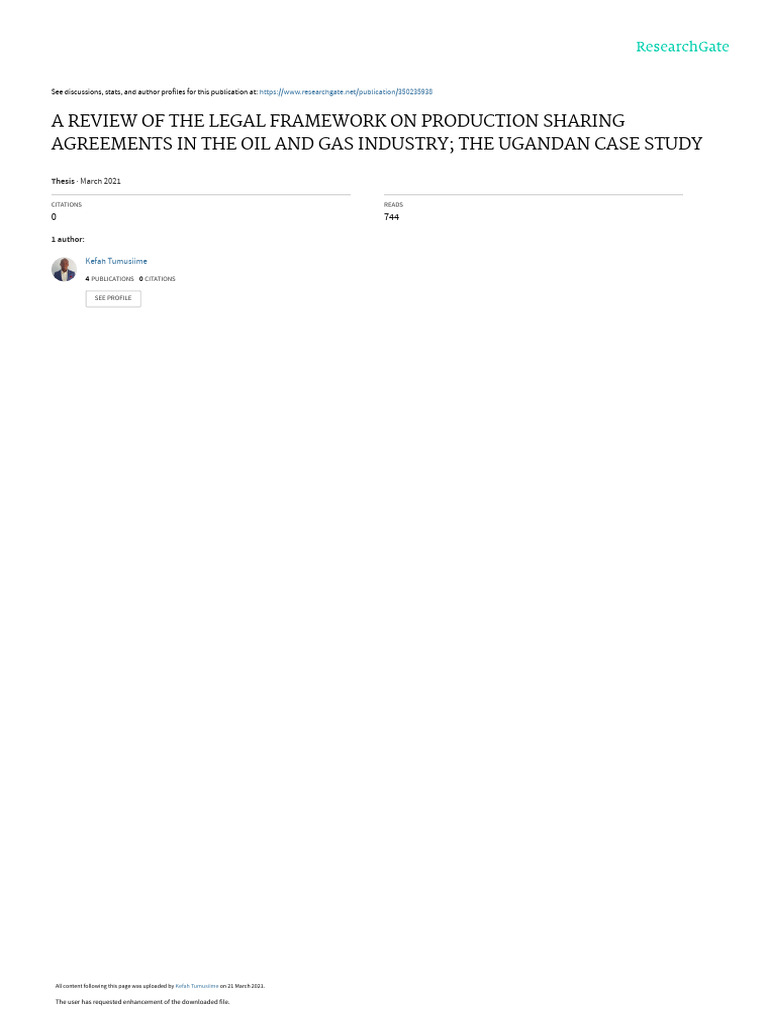 A Review of The Legal Framework On Production Sharing Agreements in The ...