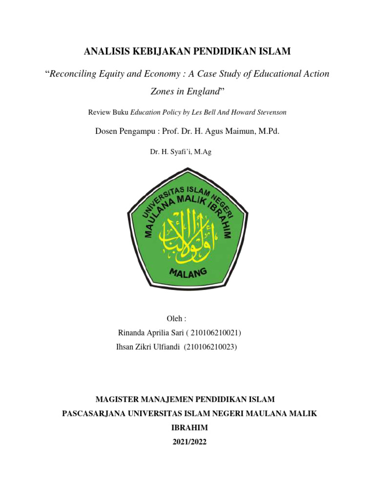 ANALISIS KEBIJAKAN PENDIDIKAN ISLAM Zonasi (Review Book) | PDF