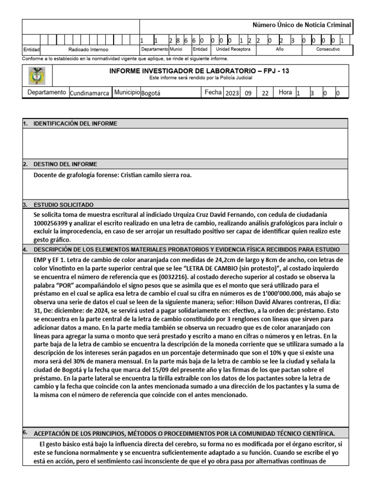Informe Letra de Cambio Cambio | PDF | Escritura