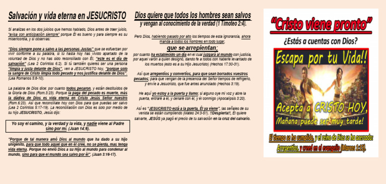 TRIPTICO EXTERIOR ESPANOL | PDF | Salvación | Vida eterna (cristianismo)