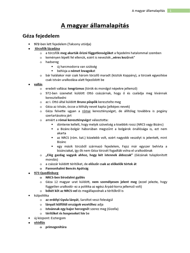 A Magyar Államalapítás | PDF