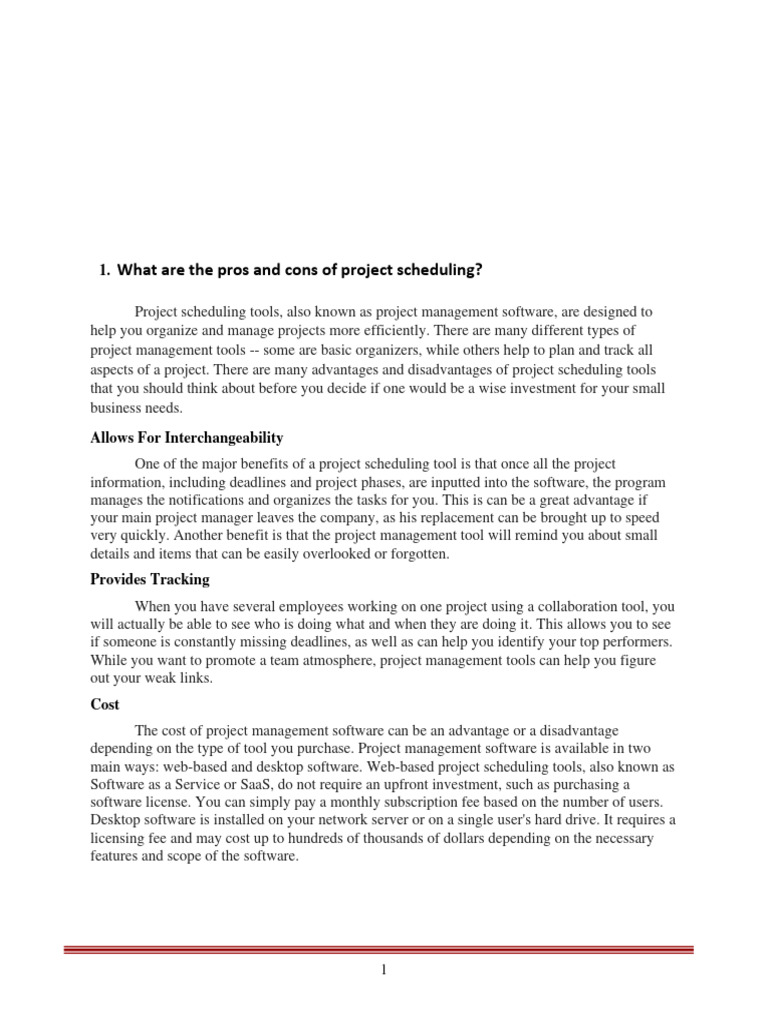 Pros and Cons of Project Scheduling | PDF | Computer Network | Computing