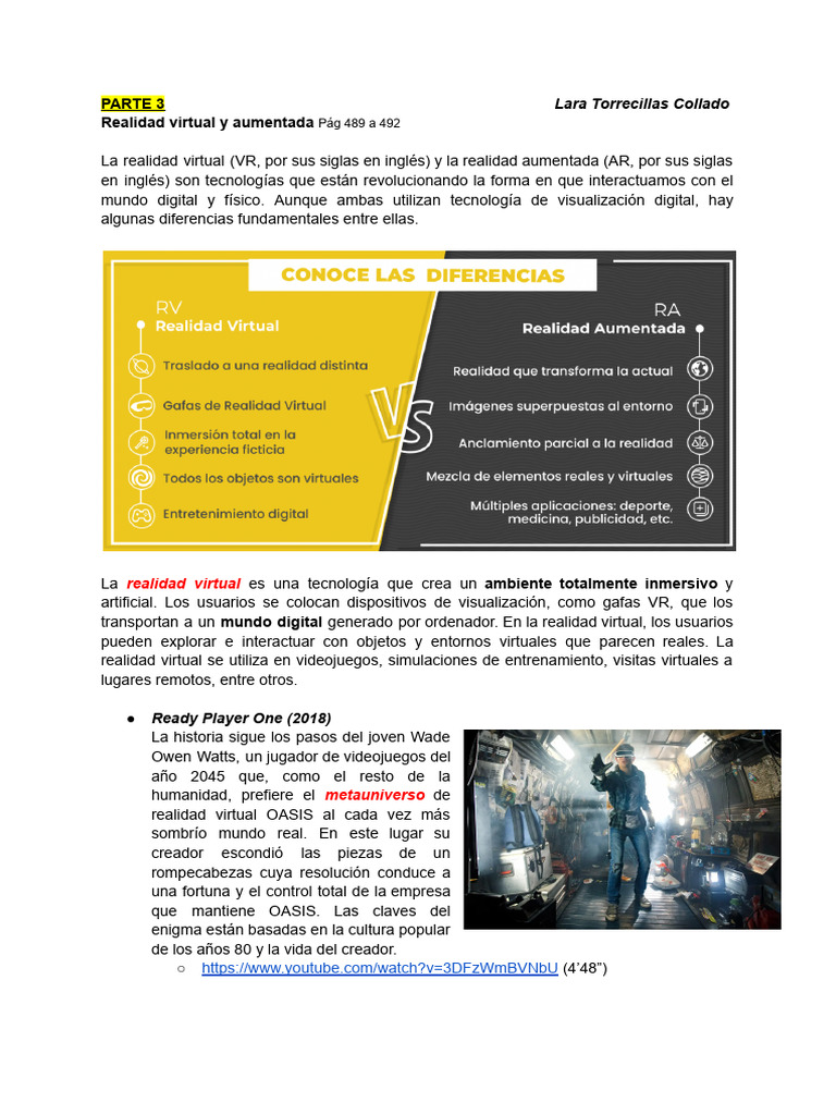 Realidad Virtual y Aumentada | PDF | Realidad virtual | Realidad aumentada