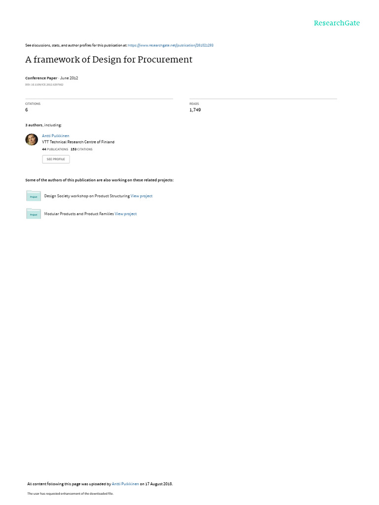 A framework of Design for Procurement | PDF | Product Lifecycle ...