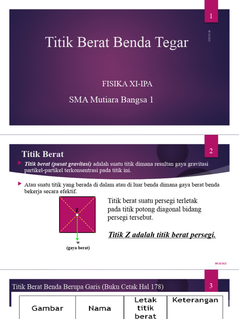 Tabel Titik Berat Benda Tegar | PDF