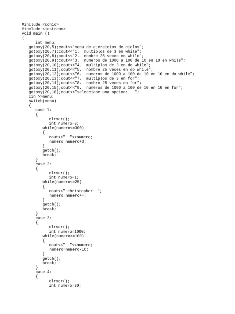 While, Do While, y For | PDF | Ingeniería de software | Programación de computadoras