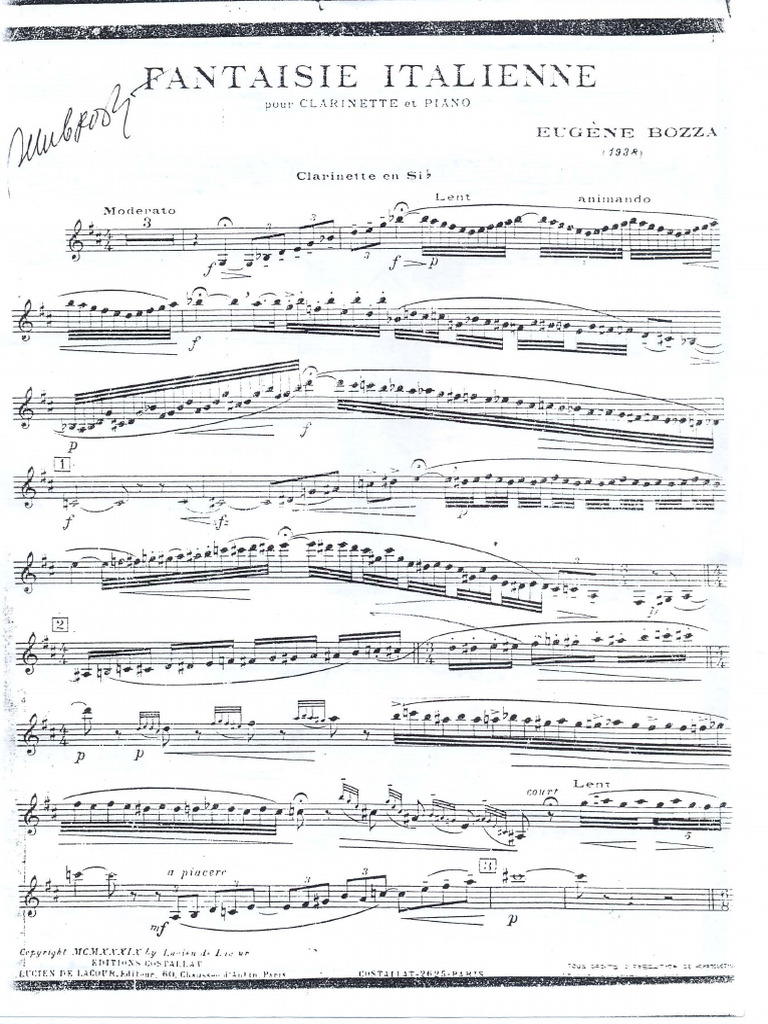 Eugene Bozza - Fantaisie Italiene (Clarinet) | PDF