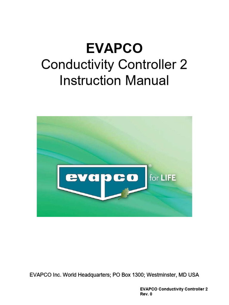 EVAPCO Conductivity Controller Guide | PDF | Relay | Sensor