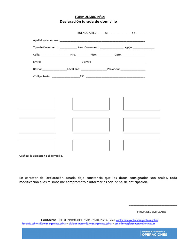 Formulario #14 - DDJJ Domicilio | PDF