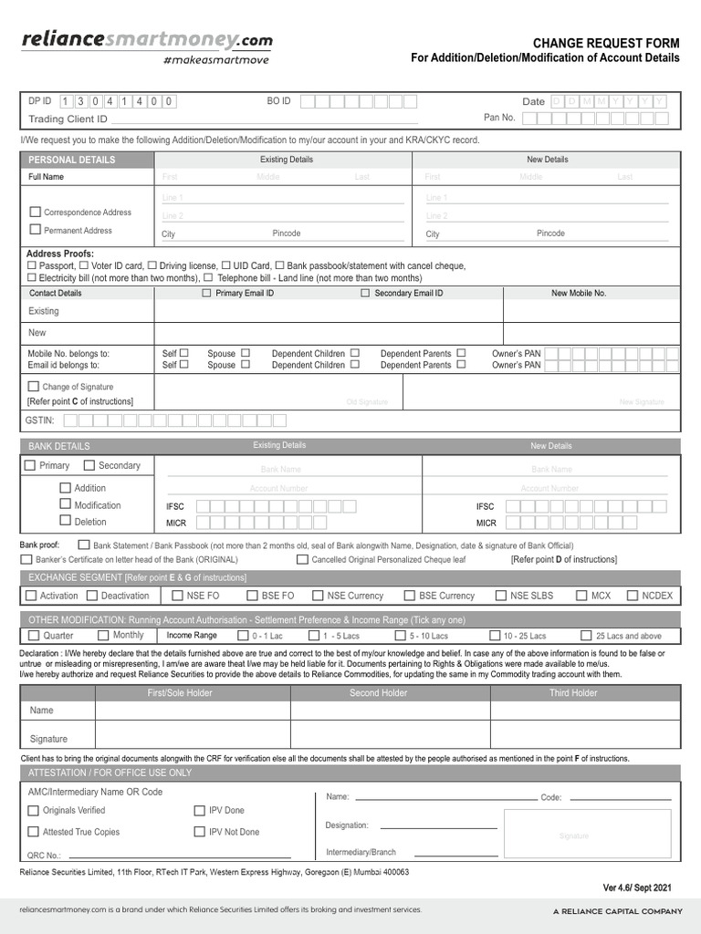 Address Update Form | PDF | Identity Document | Personal Identification ...