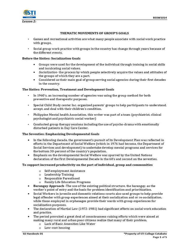 THEMATIC_MOVEMENTS_OF_GROUP_S_GOALS3 | PDF | Social Work | Mental Health