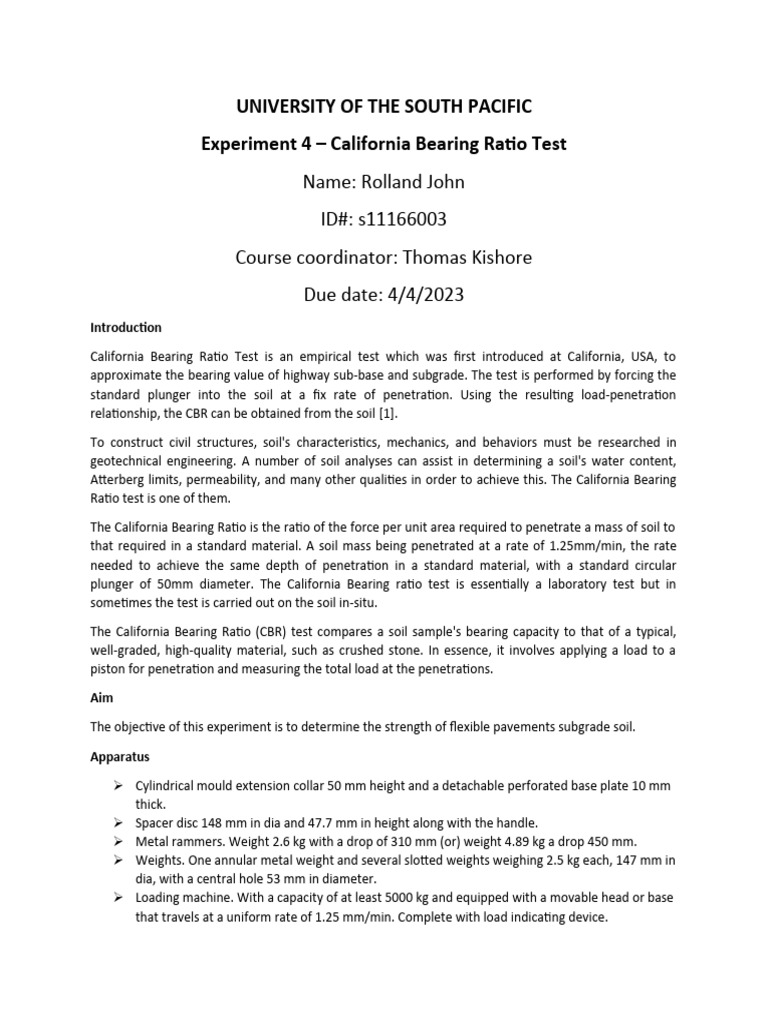 CV311 Lab 4 | PDF | Civil Engineering | Applied And Interdisciplinary Physics