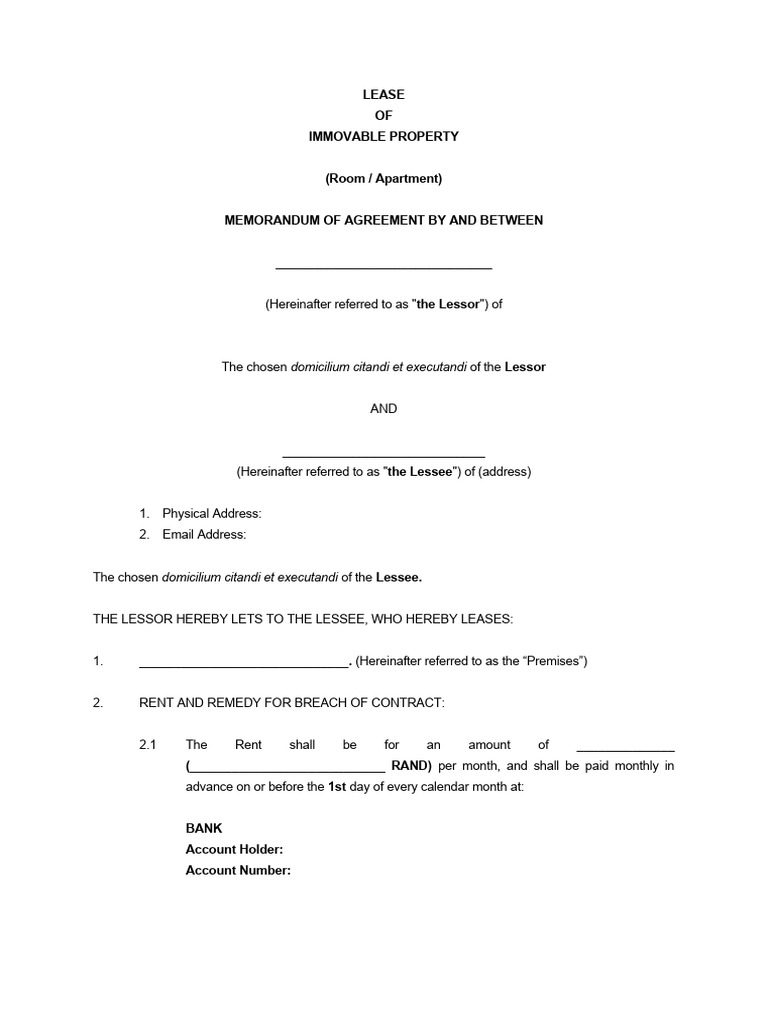 LEASE AGREEMENT Empty Early Termination Clause | PDF | Lease | Common Law