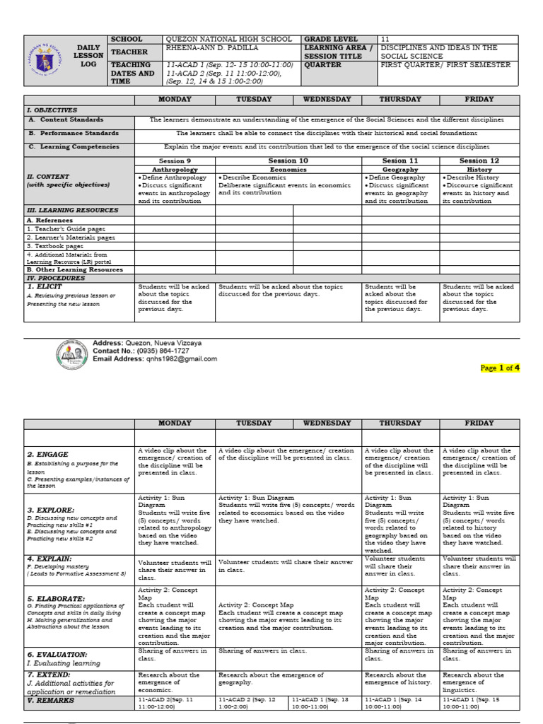DISS DLL Week 3 | PDF | Social Sciences | Teachers DISS DLL Week 3 | PDF | Social Sciences | Teachers