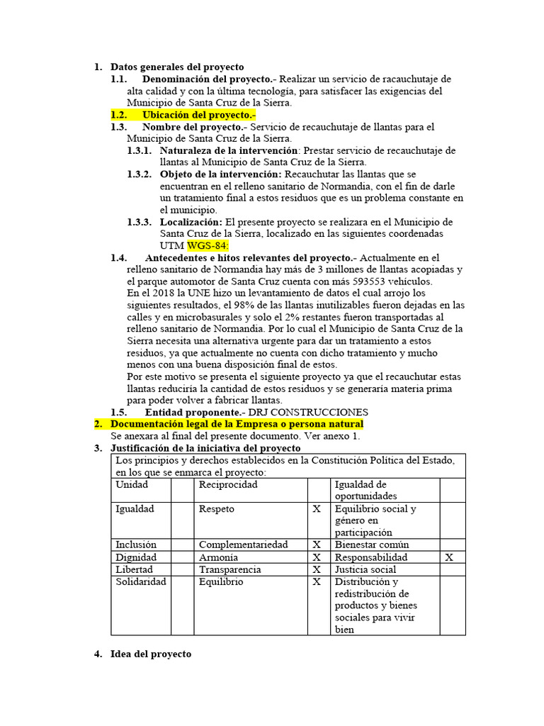 Datos Generales Del Proyecto | Descargar gratis PDF | Entorno natural ...