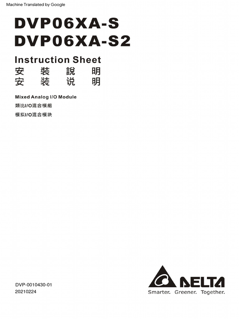 Delta Ia-Plc Dvp06xa-S 06xa-S2 I Tse 20210224 | PDF | Controlador lógico programável | Fonte de ...