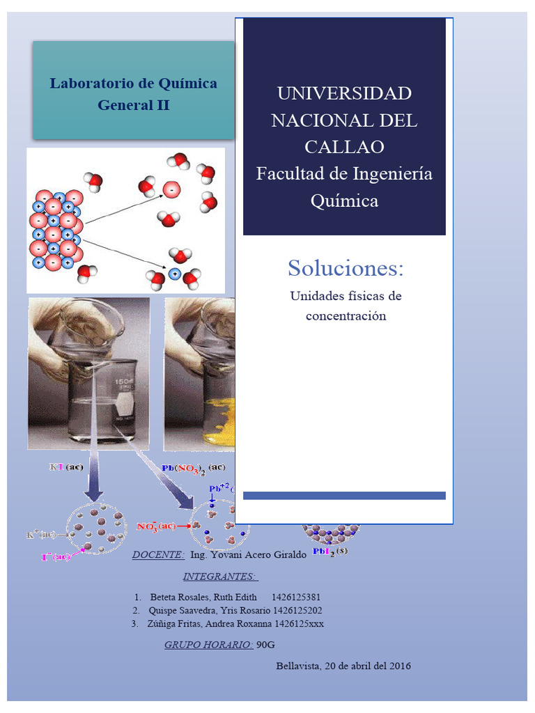 Laboratorio de Quimica 2 Sem 3 | PDF | Concentración | Ciencias fisicas
