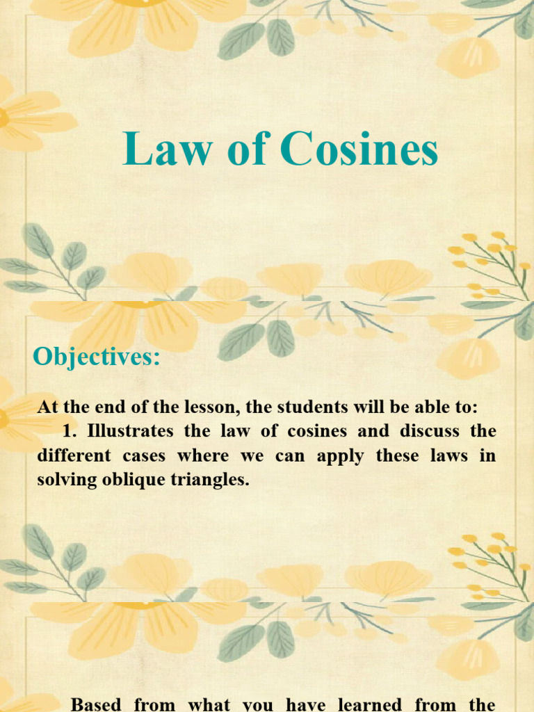 Law of Cosines | Download Free PDF | Triangle | Trigonometric Functions