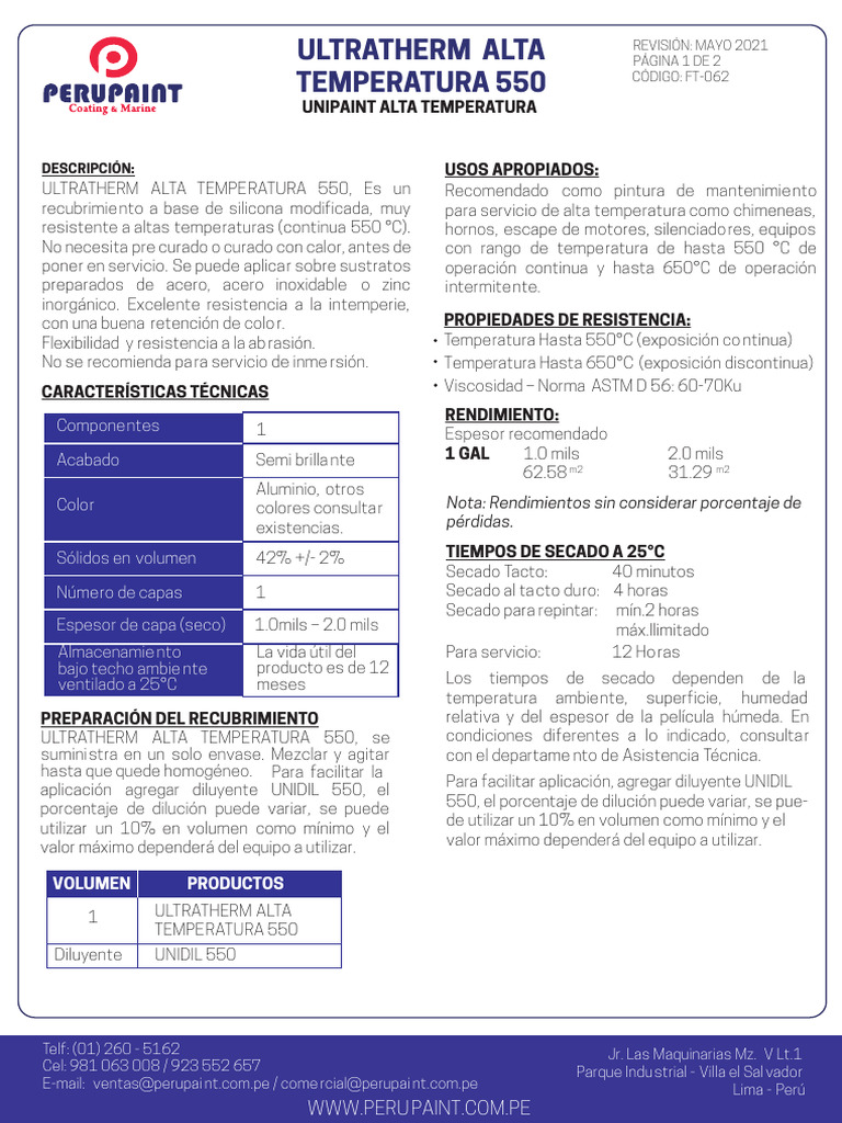 Ft-062 Ultratherm Alta Temperatura 550 | PDF | Acero | Sector secundario de la economía