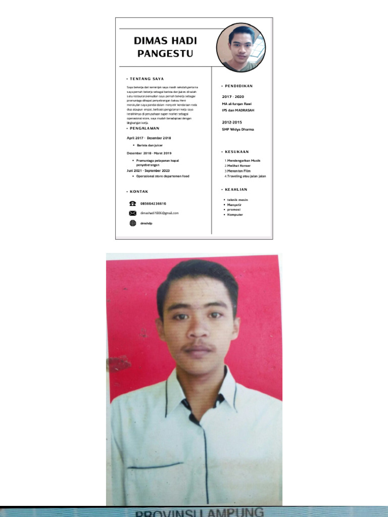 Dimas Hadi Pangestu - Receptionist | PDF