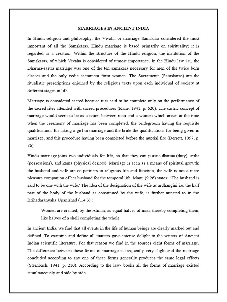 Types of Ancient Indian Marriages | PDF | Marriage