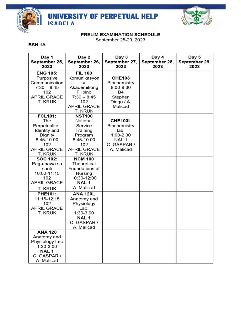 Revised Prelim Examination Schedule 2023 20241 | PDF | Nursing | Public Services