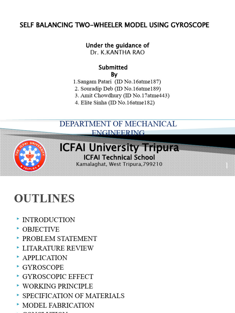 Self-Balancing Two-Wheeler Design | PDF | Gyroscope | Electric Motor