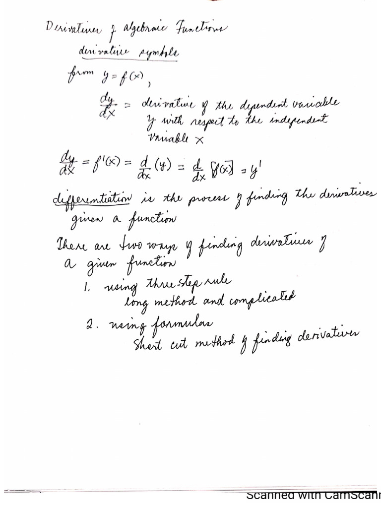 Three Step Rule in Finding Derivatives | PDF