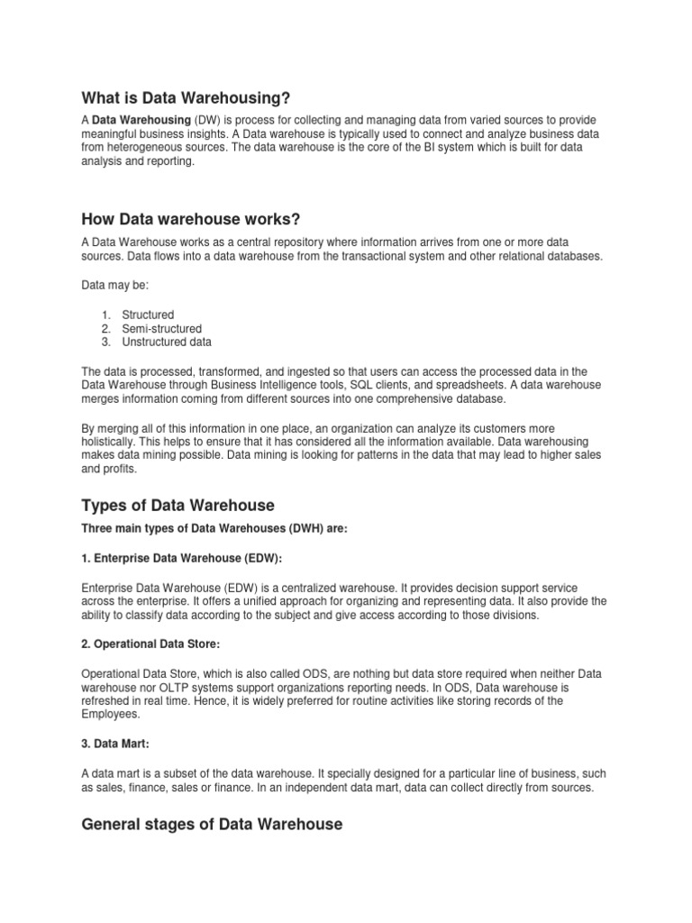 Data Warehousing notes aktu | PDF | Data Warehouse | Databases