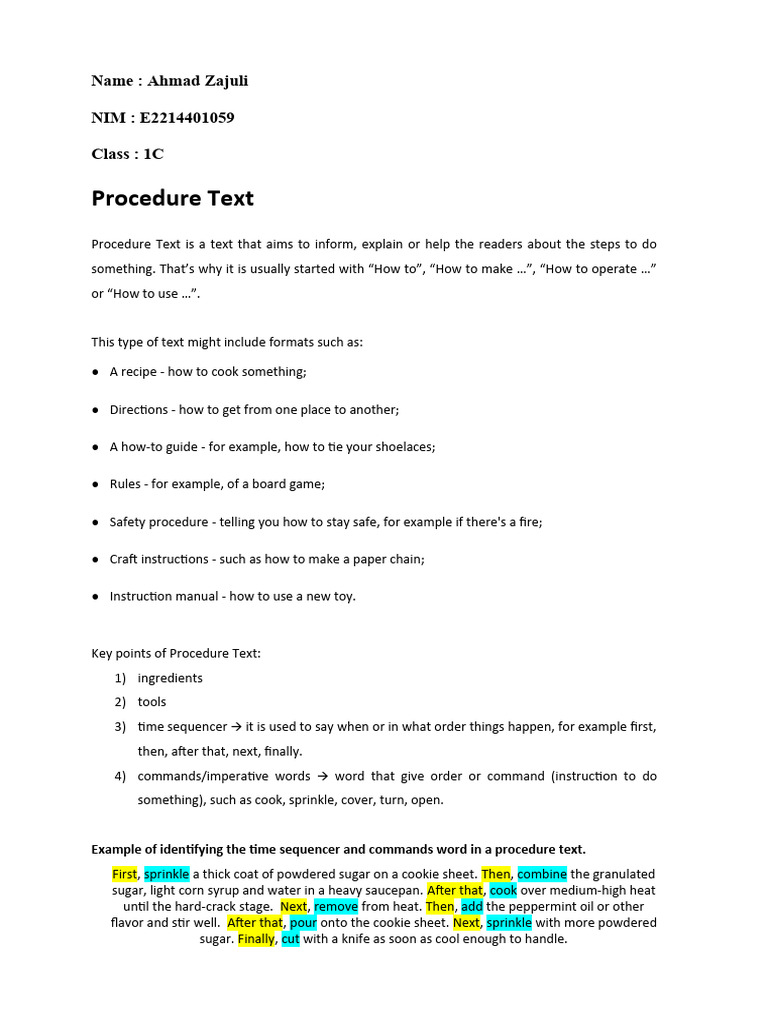 Procedure Text - Ahmad Zajuli | PDF | Mango | Food And Drink